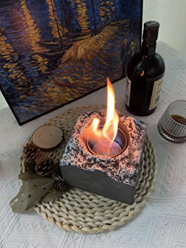 Xoten Concrete Tabletop Fire Pit, Snow Mountain,Indoor & Outdoor Fire Pit Bowl, Ethanol Fire Pit, Small Balcony Table Top Fire Bowl, Patio Firepit, Mini Fireplace, Tabletop Fireplace