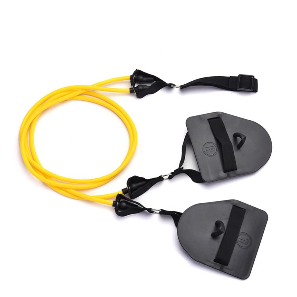 YFQHDD Professional Simulation Swimming Exercise Land Arm Strength Work Out Fitness Resistance Band Hand Webbed (Color : Yellow, Size : One Size)