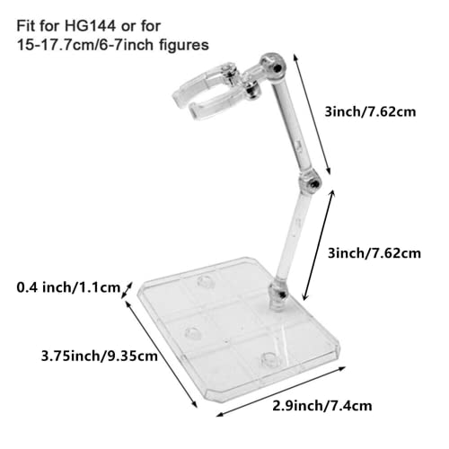 TSY TOOL 6 Pcs of HG144 Action Figure Stand, Display Holder Base, Doll Model Support Stand Compatible with 6" HG RG SD SHF Gundam 1/44 Toy Clear