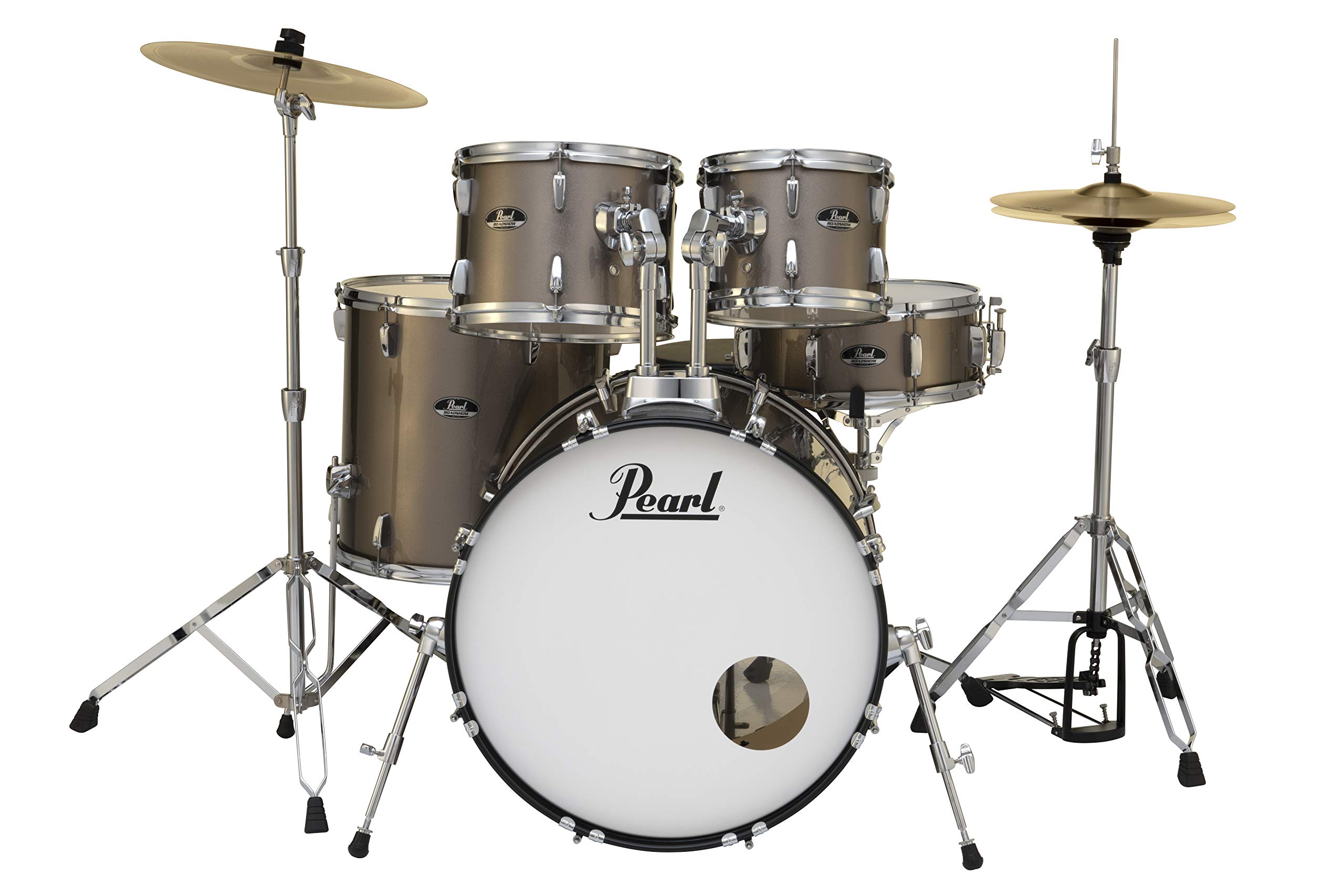 Pearl Roadshow Drum Set 5-Piece Complete Kit with Cymbals and Stands, Bronze Metallic (RS525SC/C707)