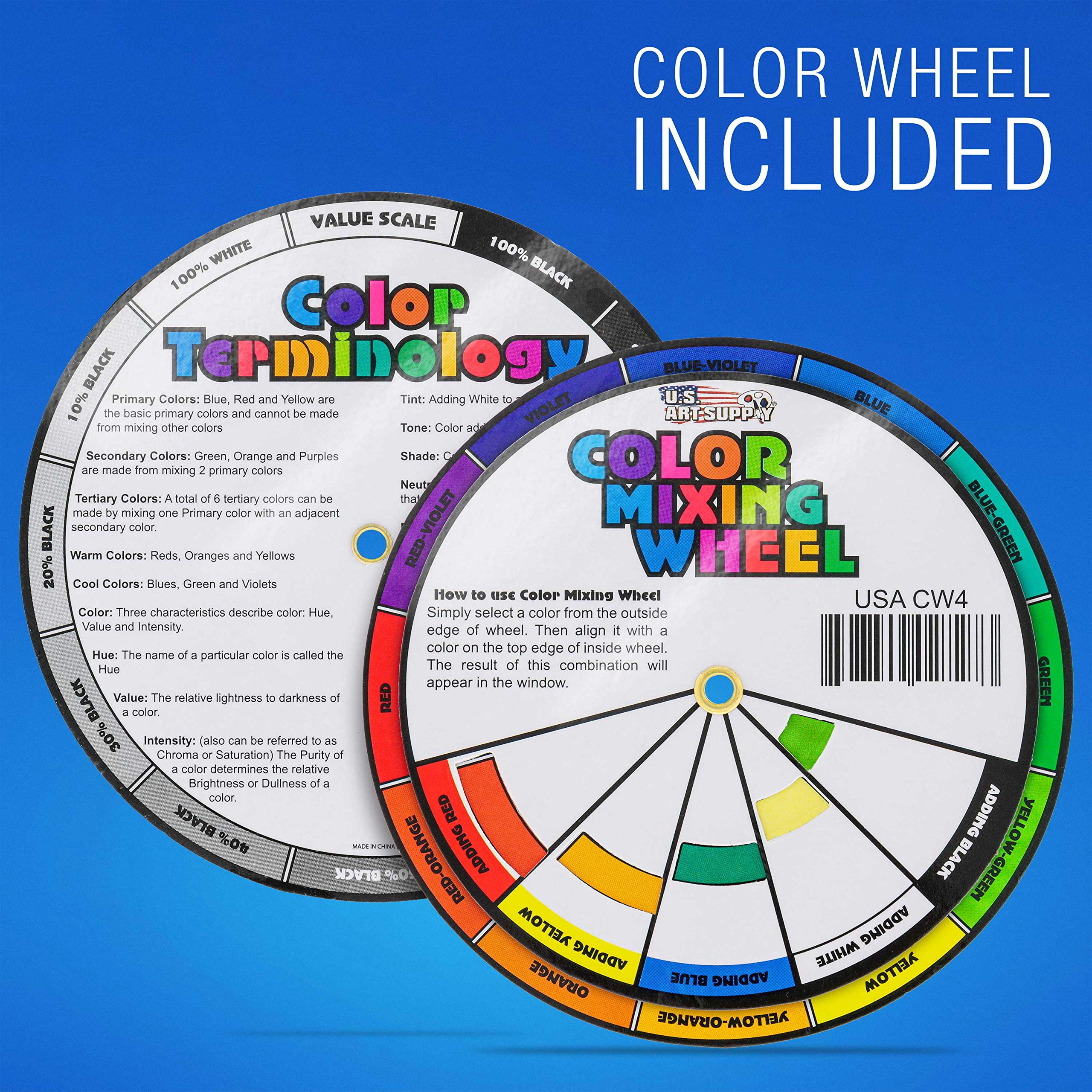 U.S. Cake Supply Large 2-ounce Bottles of each Liquid Candy Food Color 8 Bottle Kit with Mixing Wheel for Chocolate and Candy Coloring