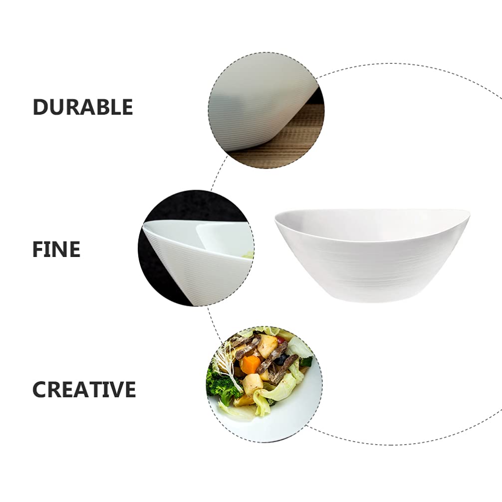 YARDWE White Pasta Serving Bowls Boat Shaped Bowl Toughened Glass Salad Bowl Heat Resistance Soup Bowl Small Side Dishes for Dessert Ice Cream