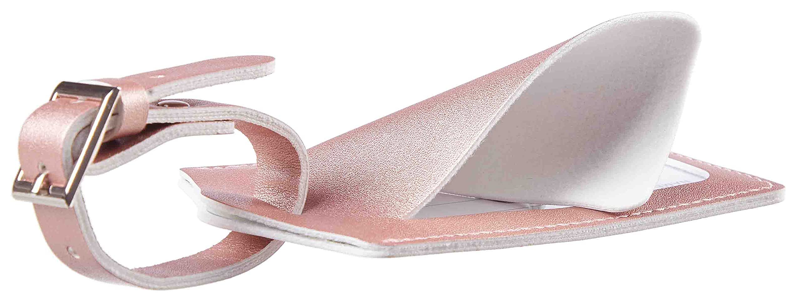 Travelambo Luggage Tag Faux Leather for Suitcase Women Kids Funny Cute (Rose Gold)