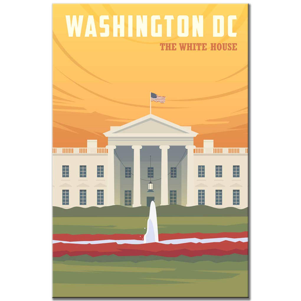 White House Fridge Magnet Washington DC Vintage Poster Travel Souvenir