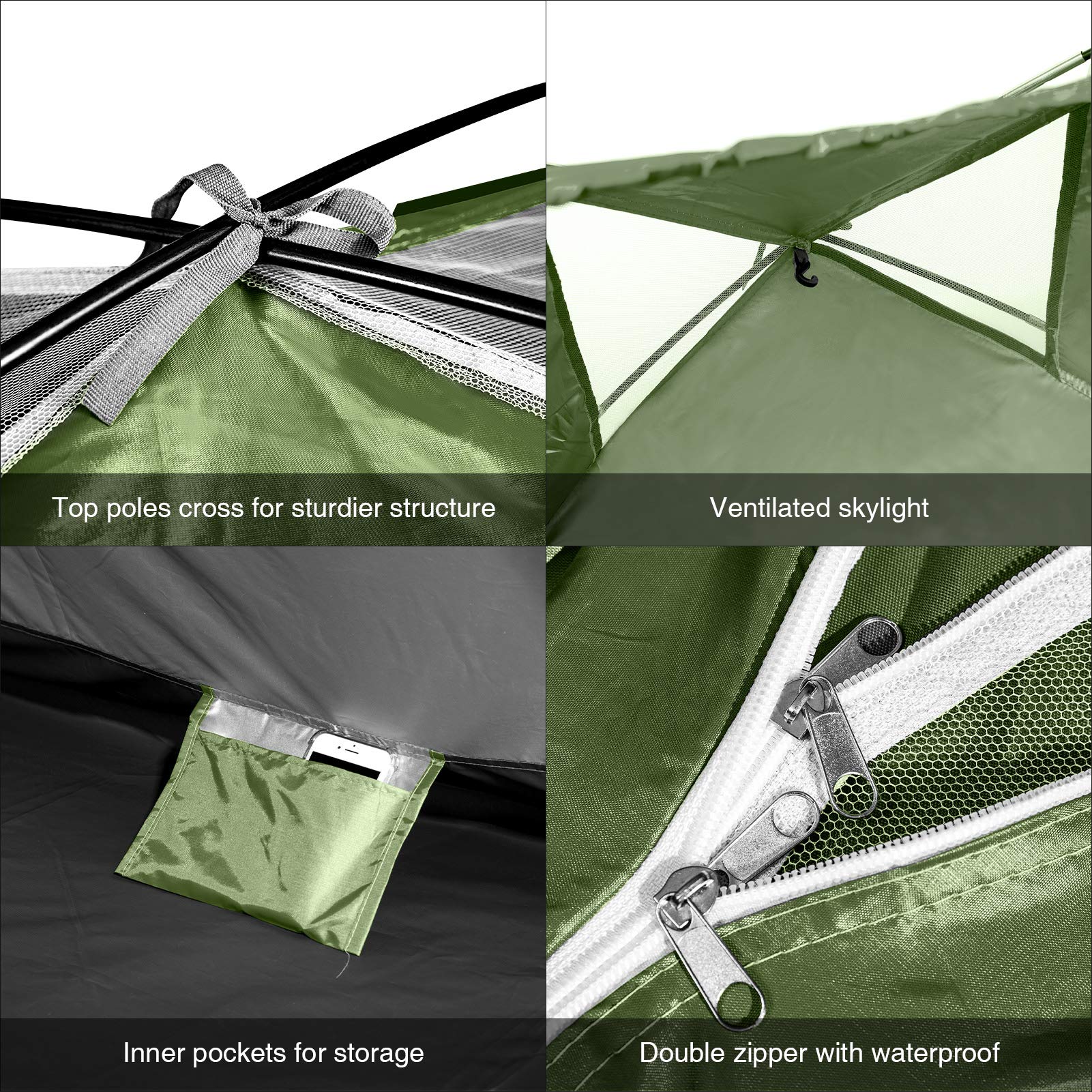 S.Y. Home&Outdoor Lightweight Backpacking Camping Tent for 2 Person Hiking Waterproof Backpack Tent - ArmyGreen
