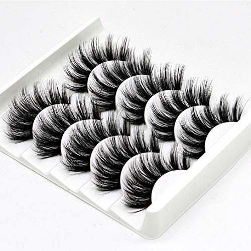 RN BEAUTY 5 Pairs 3D False Eyelashes Handmade Ultra Light Synthetic Fibers 3D Mink Fake Eyelashes Reusable Soft Nature Fluffy Wispies Long Lashes With Volume Makeup Eye Lash Extension Set (3D-B)