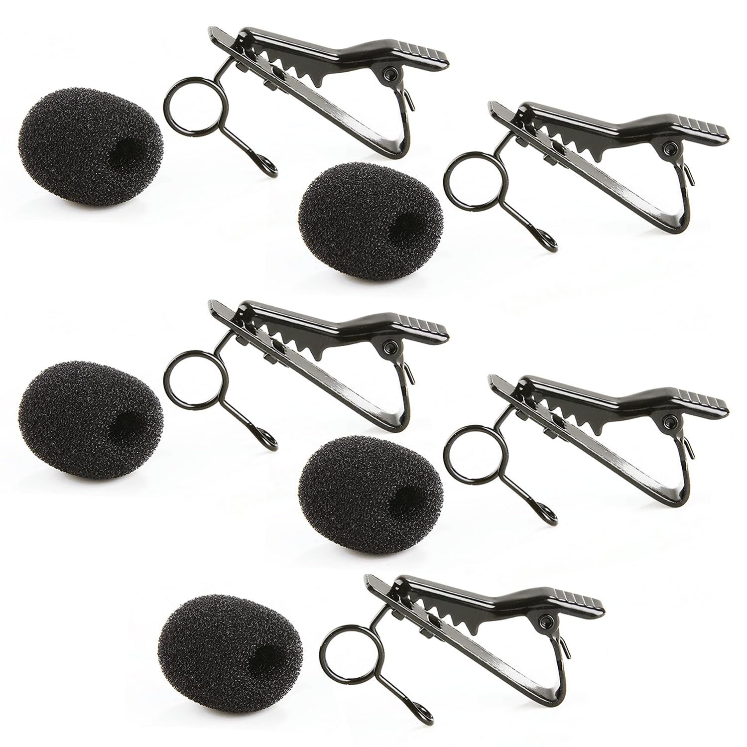 Movo MCW5 Lavalier Microphone Lapel Mic Clips and Foam Microphone Covers - 5 Replacement Pack for 6-7mm Mics