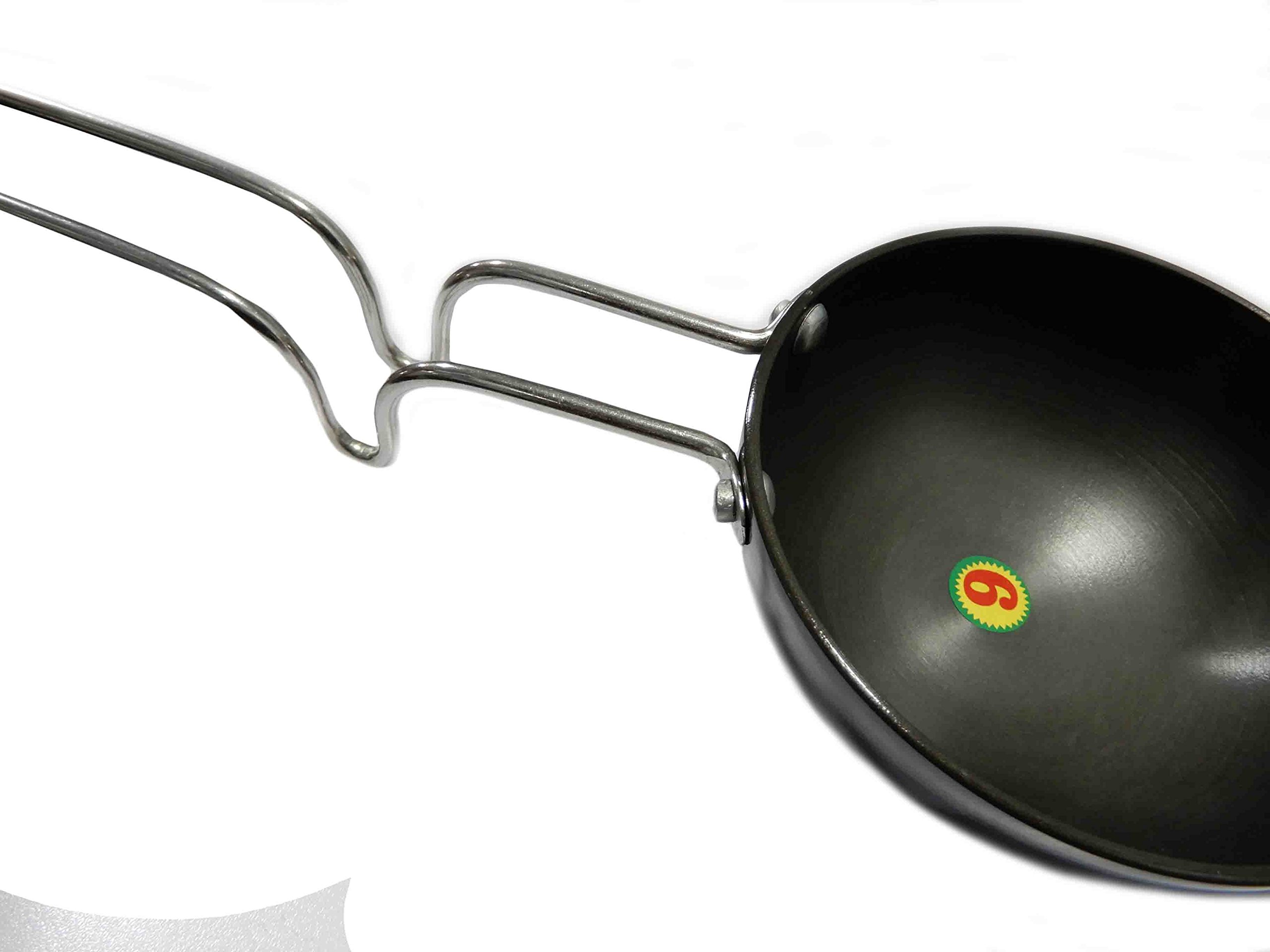 WhopperOnline Essential Non-stick Hard Anodized Tadka Frying Pan with Wire Handle, Spice Heating Pan, Temper Pan - Black, 11 inch