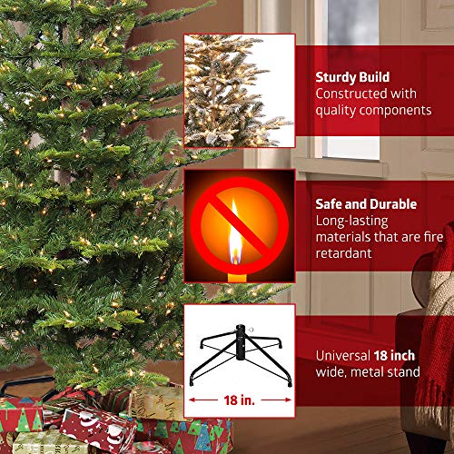Puleo International 7.5 Foot ft Pre Alberta Spruce Artificial Christmas Tree with Sure-Lit Pole