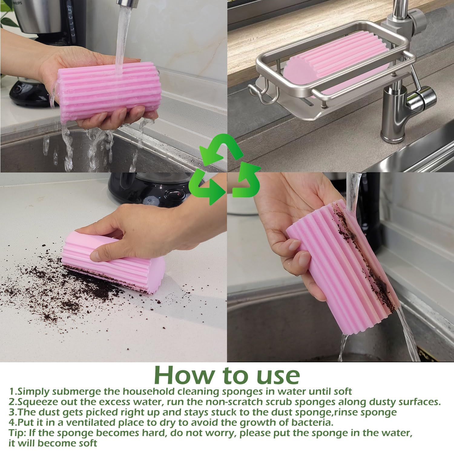 POPIPEN Damp Clean Duster, 8-Pack Magic Sponge Eraser for Housekeeping,Dusters for Cleaning Vents, Blinds or baseboards