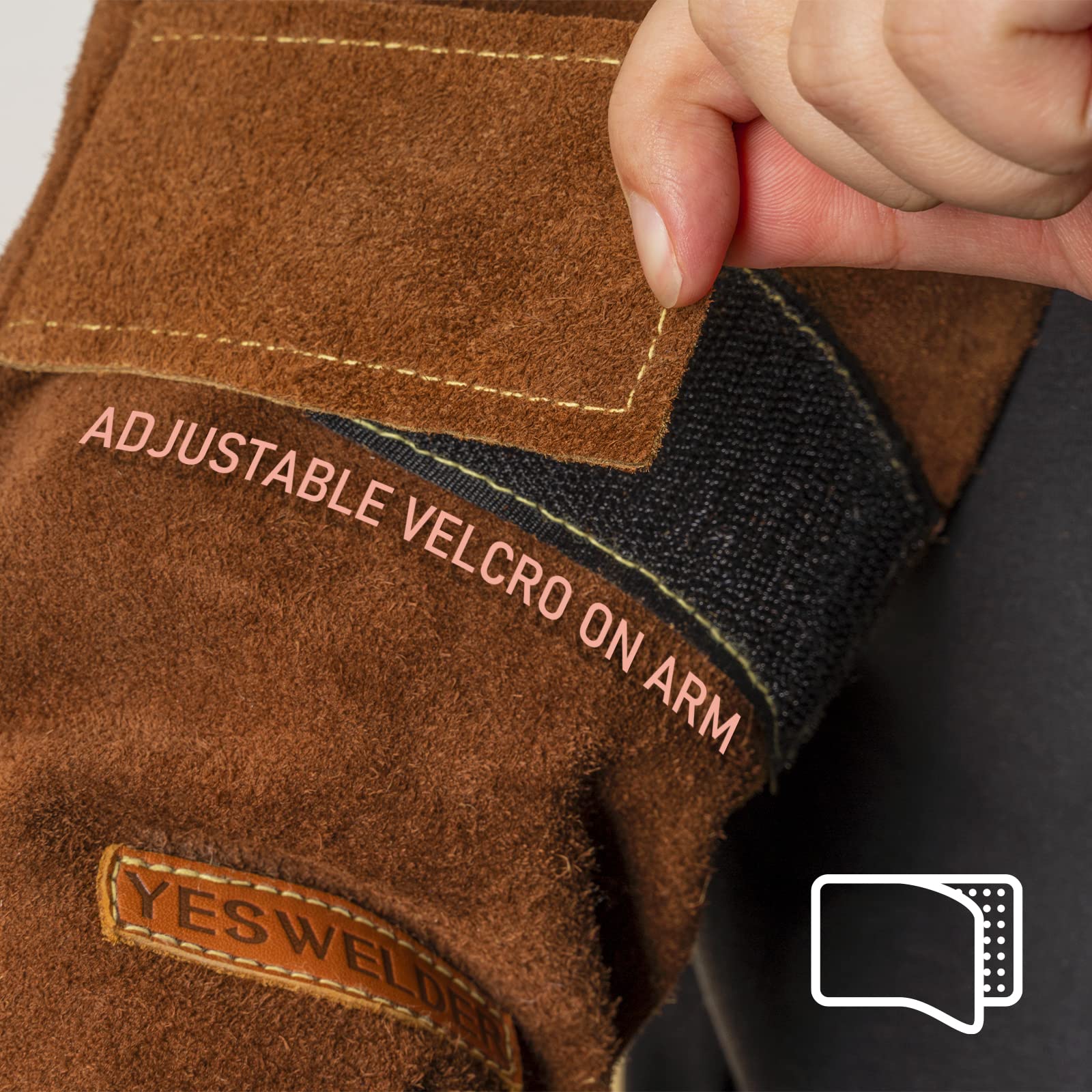 YESWELDER Leather Welding Sleeves Heat&Flame Resistant Arm Protection Work Sleeves for Men and Women