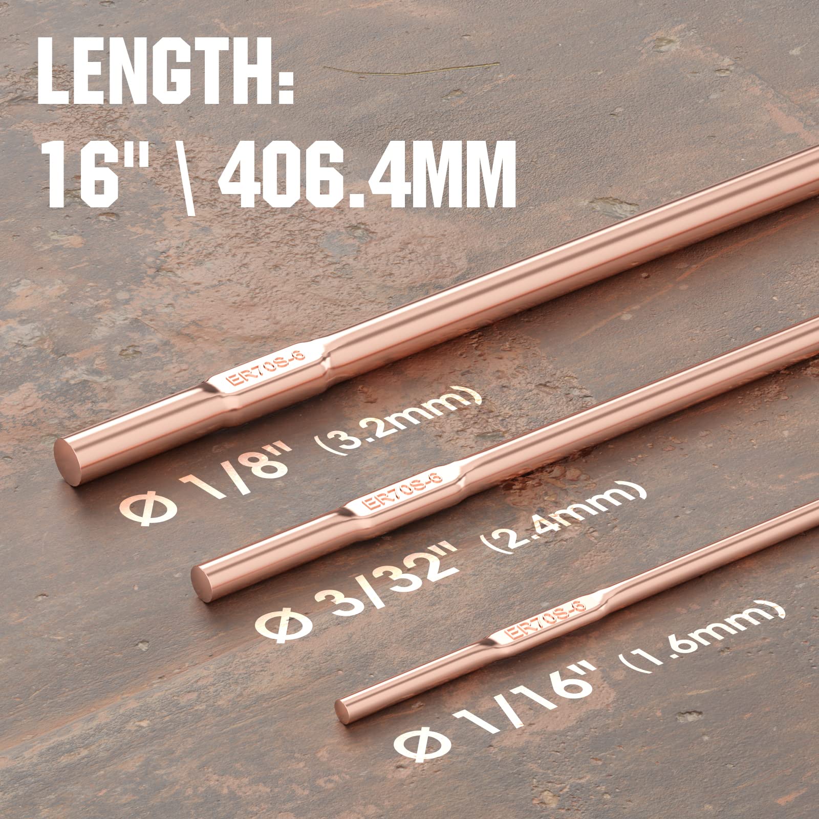 YESWELDER Mild Steel TIG Welding Rod ER70S-6 3/32"x16" 5LB