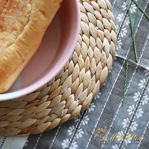 π Water Hyacinth Placemats - Round Woven Placemats - Trivets for Hot Dishes - Wicker Placemats - Heat Resistant Non-Slip Trivets for Table - Durable Trivets for Hot Dishes (Seagrass11.8-6pcs)