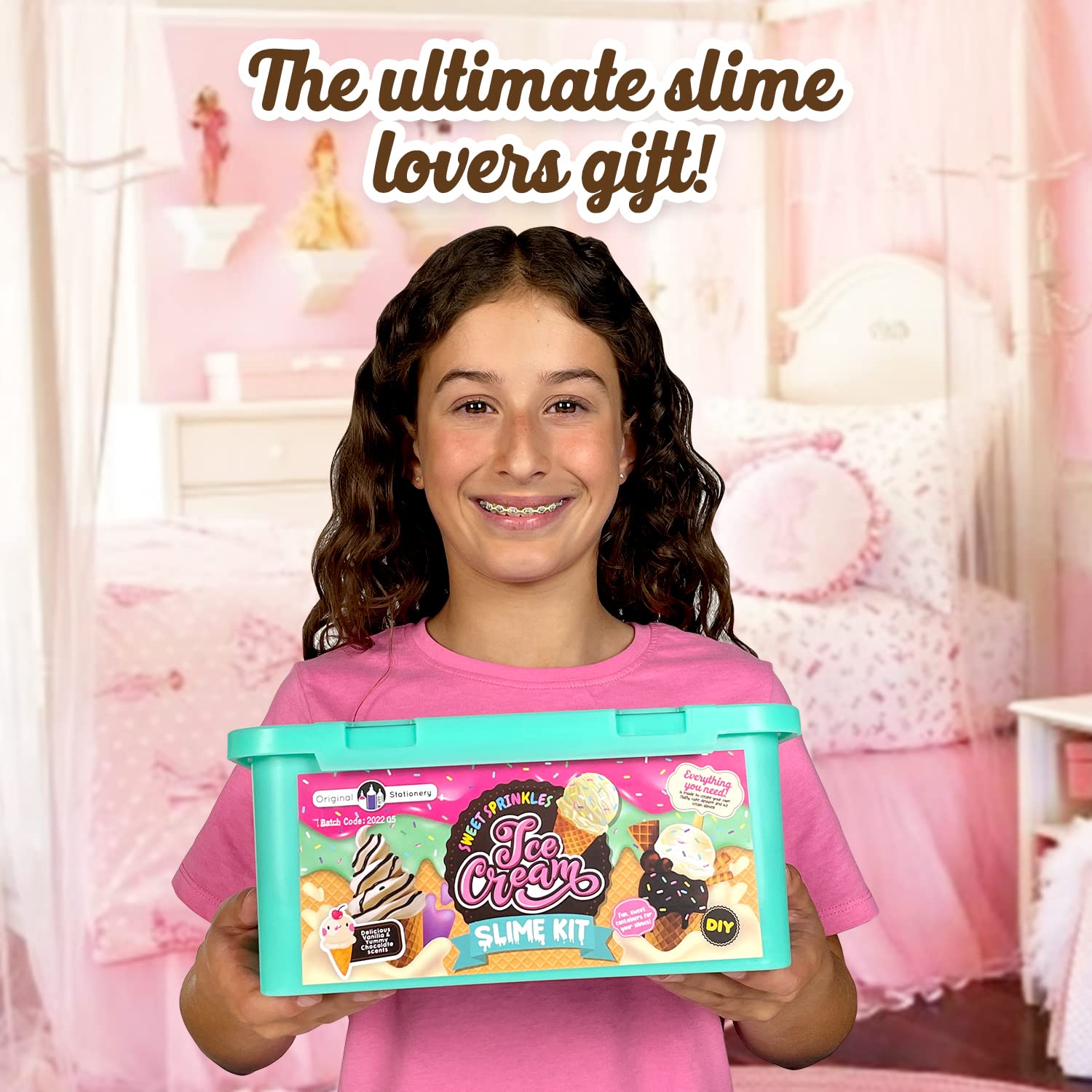 Original Stationery Sweet Sprinkles Ice Cream Slime Kit for Girls, Yummy Making to Create Sundae Girls & More, Fun Birthday Gift