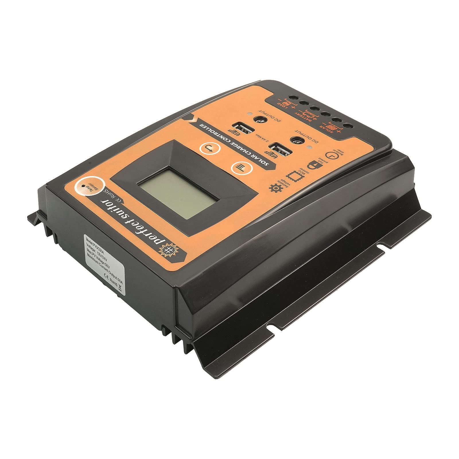 MPPT Solar Charge Controller 12V/24V Solar Panel Battery Regulator Charge Controller Dual USB LCD Display Solar Power Battery Charger Controller 50A