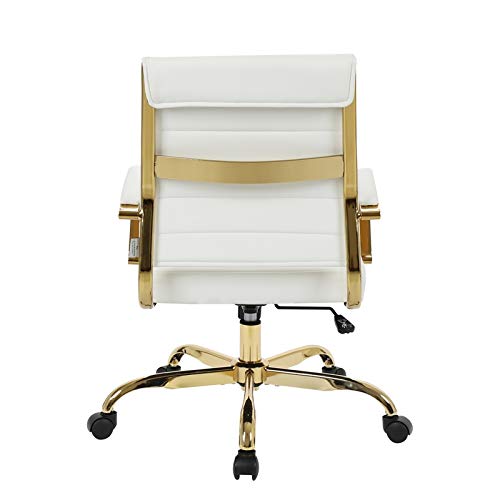 Pemberly Row Modern Adjustable Leather Office Chair in White