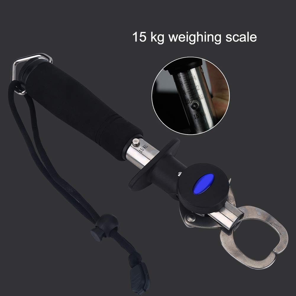 Yeuipea Fish Grabber,Durable 15 kg Weighing Scale Fishing Grip Gripper Fish Lip Grabber with Tape Measure