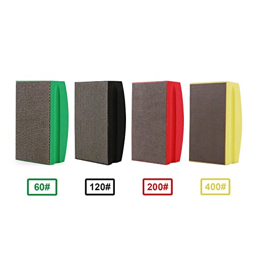 YDROWN Diamond Hand Polishing Pads Foam Back for Glass Granite Marble Concrete Stone Sanding and Polishing (4pcs/Set)