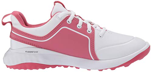 Puma Golf Unisex-Kid's Grip Fusion 2.0 Golf Shoe, Puma White-Rapture Rose, 5 M US Big Kid
