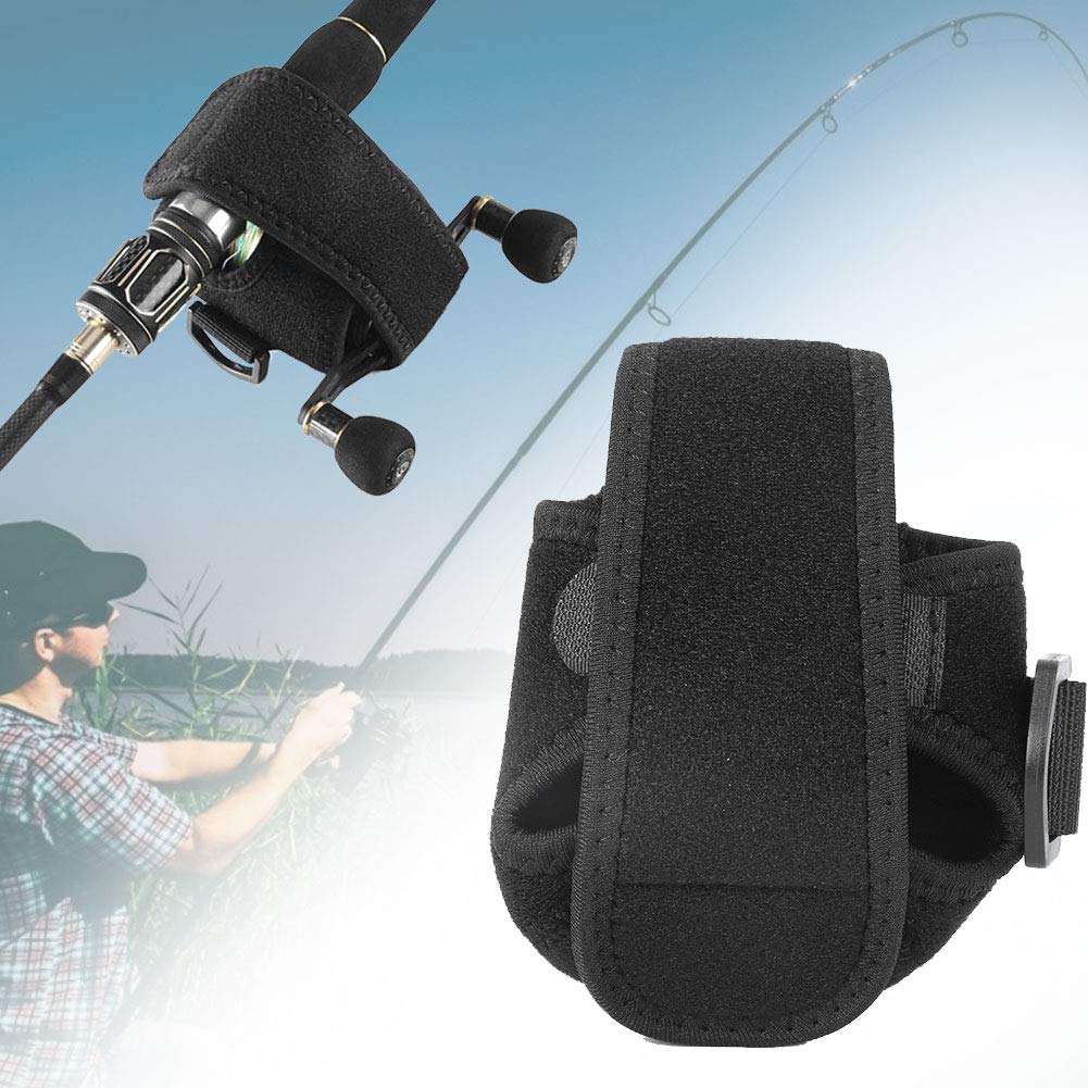 Yeuipea Fishing Wheel Bag, OK Cloth Black Lightweight Adjustable Fishing Wheel Bag Casting Reel Packet Tool Accessory(A)