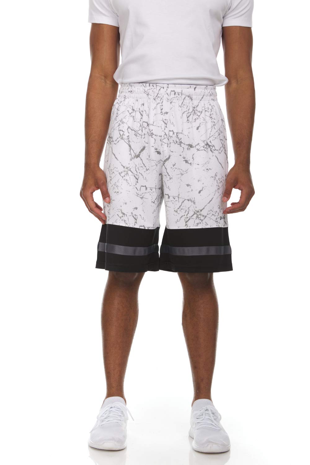 Spalding Mens Max Performance Basketball Short with 10" Inseam, White/Black, M