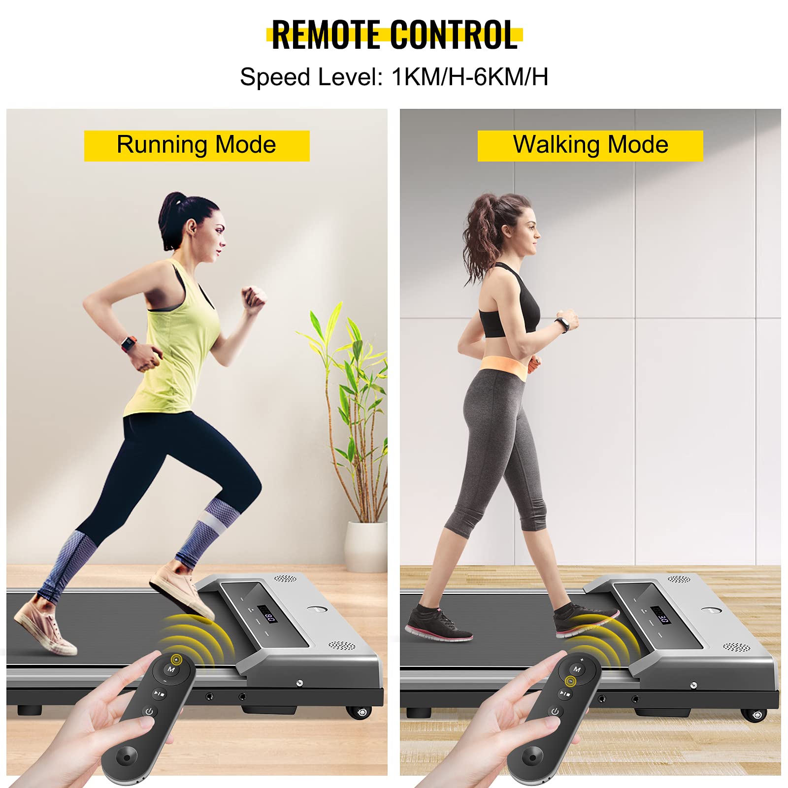 Popsport Smart Under Desk Treadmill Intelligent Speed Control Slim Treadmill Workout App Treadmill Desk Training Cardio Equipment for Home Workouts Jogging Walking Exercise(Sliver)