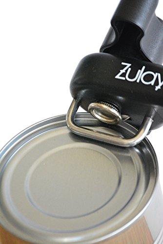 Zulay Smooth Edge Can Opener With Stainless Steel Blades - Ergonomic Grip Soft Edge Manual Can Opener - Smooth To Operate Hand Can Opener With Large Turn Knob - No Sharp Edges or Cuts