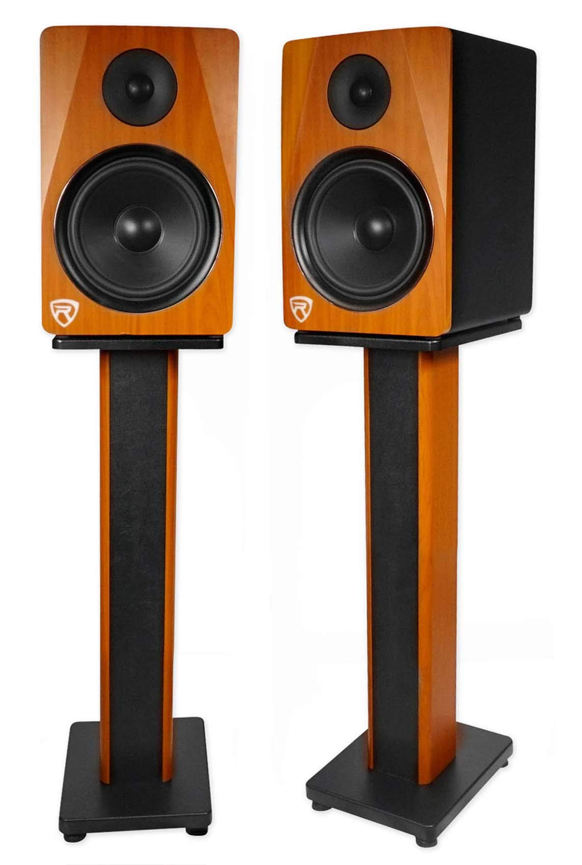 Rockville 28" 2-Tone Bookshelf Speaker Stands Surround Sound Home Theater (RHT28C)