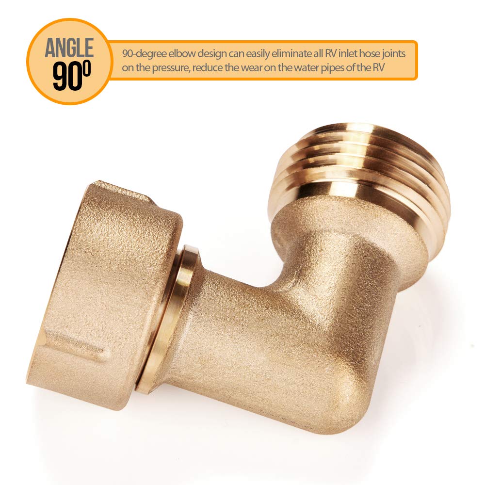 SnowyFox 2PCS RV 90 Degree Water Hose Elbow - 90 Degree Hose Elbow for RV, 3/4-11.5NH Hose Thread Connection for RV Outdoor Tap Washing Machine Hose Fitting