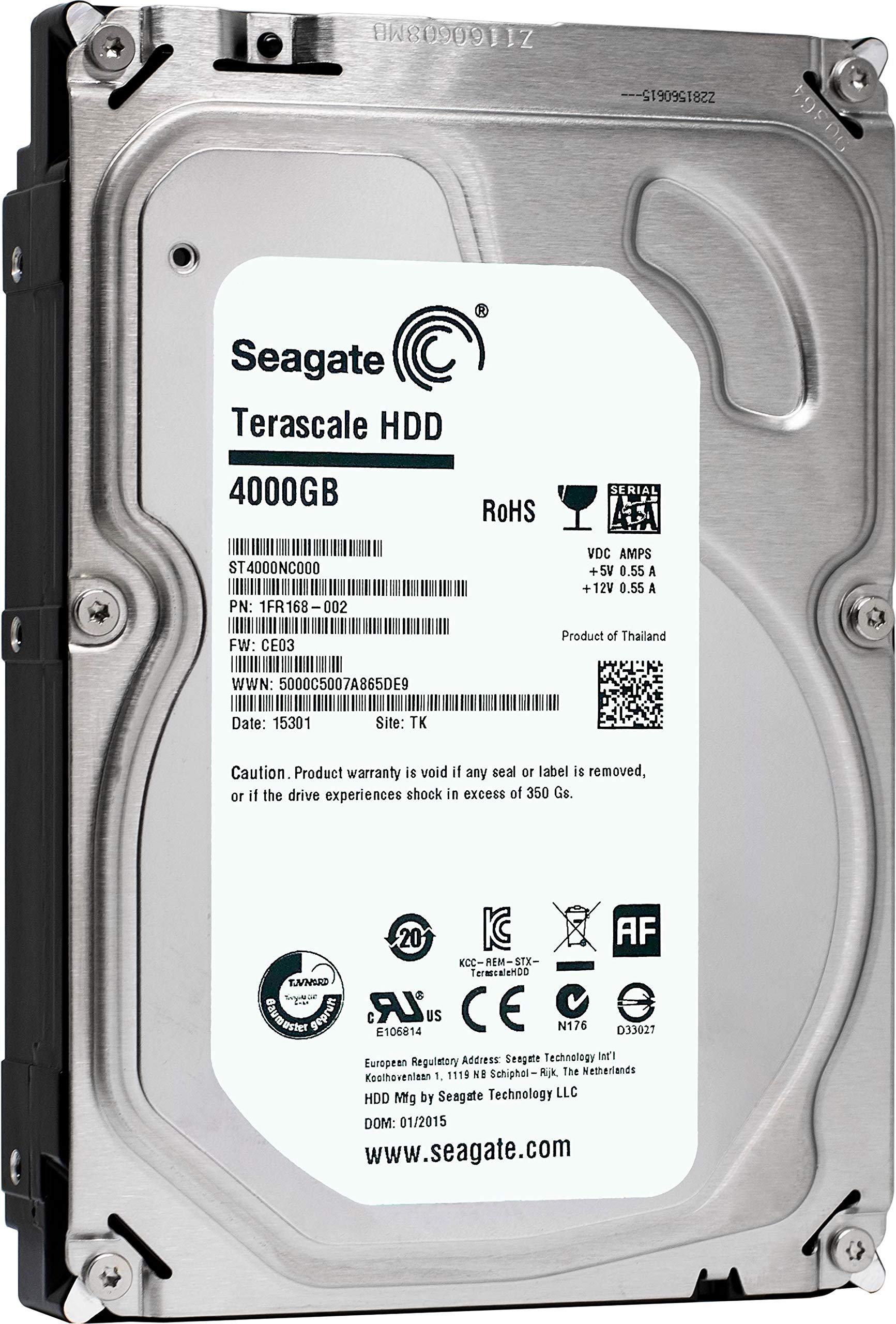 Seagate ST4000NC000 4TB 5900 RPM 64MB Cache SATA 6.0Gb/s 3.5 inches Terascale HDD (Renewed)