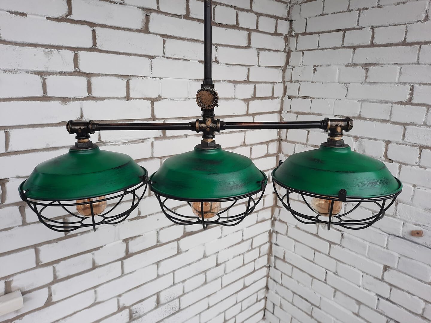 Rustic industrial pendant lamp. Steampunk lamp. Ceiling pendant lighting