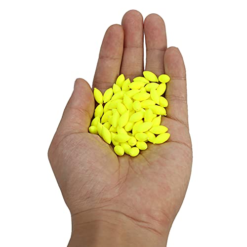 Yeuipea Fishing Lures Baits Floats Beads, 100pcs Fishing Strike Indicator Fishing Lures Baits Floats Beads Fishing Tool Accessory(Yellow)