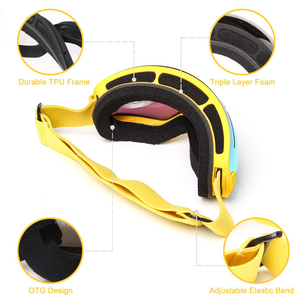 ROGSFN Ski Goggles for Men Womens & Youth Skiing Frameless 100% UV Protection,ski Snowboard Goggles