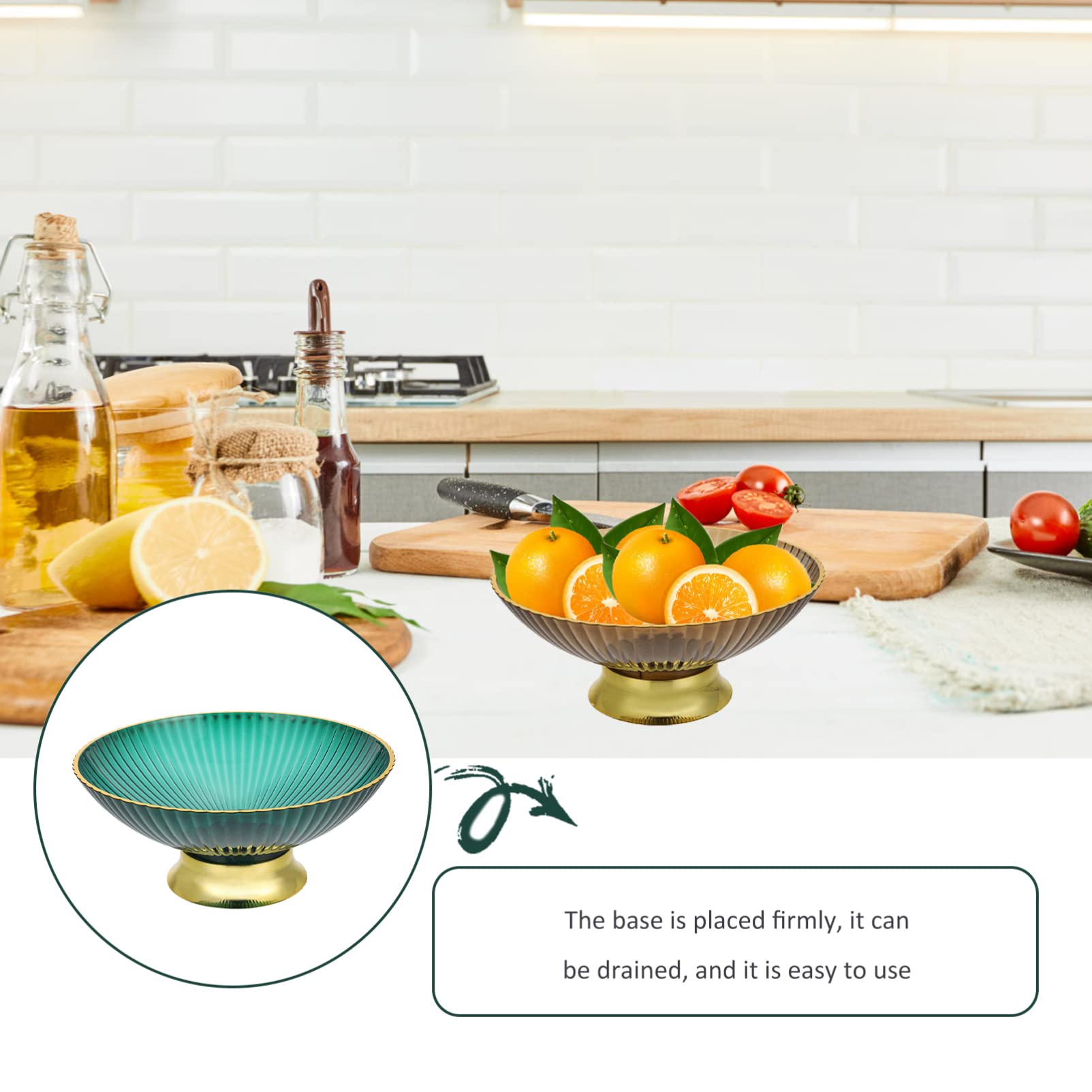 YARNOW Home Decor 1 Pcs Decorative Fruit Bowl, Plastic Fruit Berry Bowl Plate, Small Serving bowls with Hole for Snack Fruits Dessert (5 x 2 Inch Green) Cupcake Containers