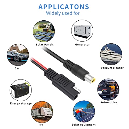 YACSEJAO SAE to DC 8mm Cable 14AWG 1FT DC 8mm Male to SAE Connector Adapter for RV & Solar Generator Portable Solar Panel