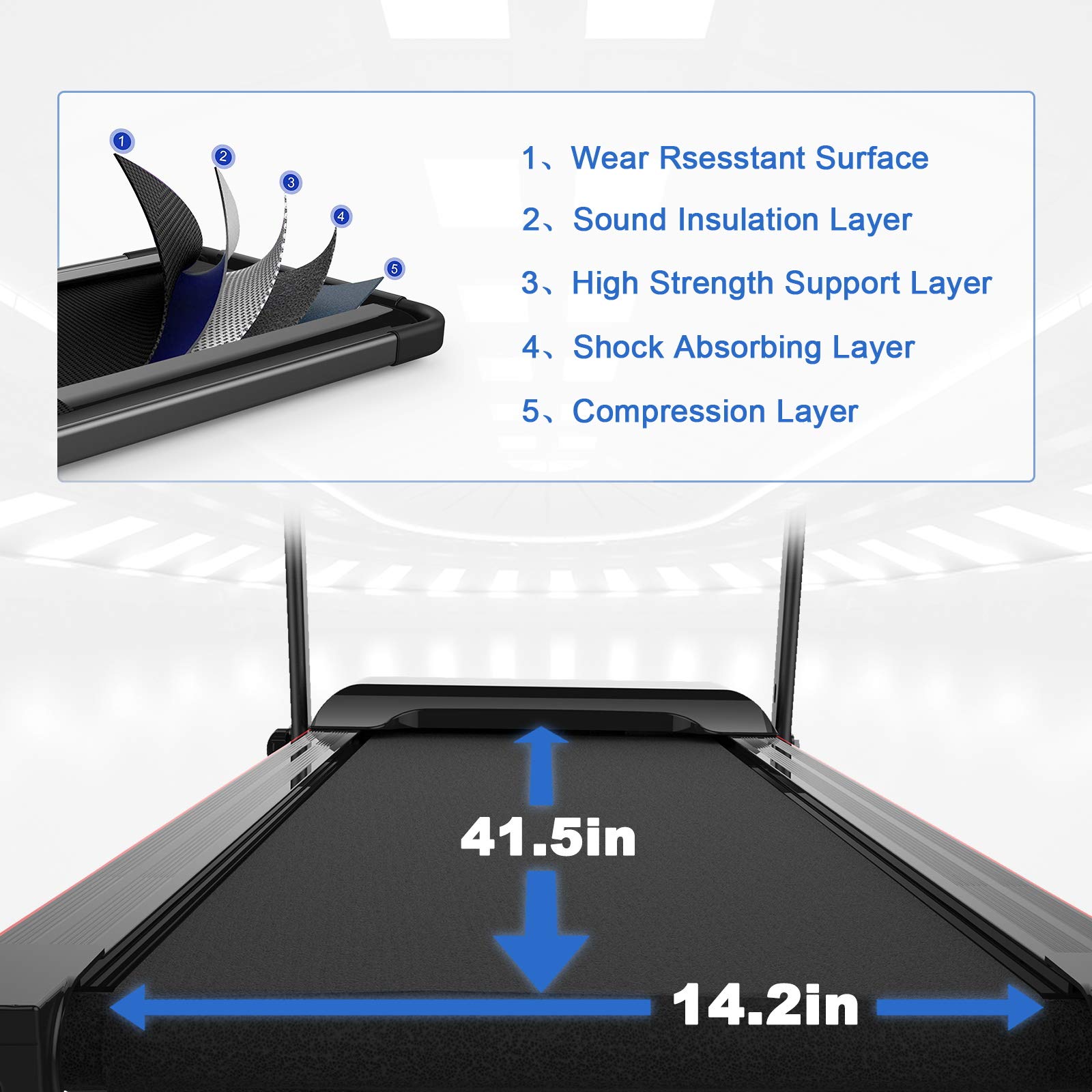 SHAREWIN Folding Treadmills for Home Portable Electric with Incline Running Exercise Machine Compact Treadmill with LCD and Mobile Phone Holder Perfect for Home Fitness Workout Jogging Walking