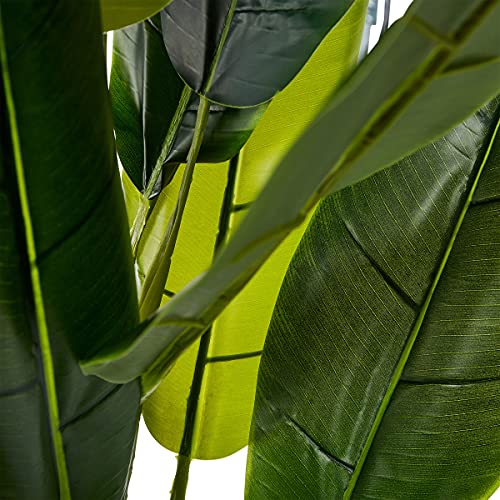 Pure Garden Artificial Banana Leaf Tree-72” Double Trunk Style Faux Plant in Sturdy Realistic Indoor Potted Topiary-Home Décor