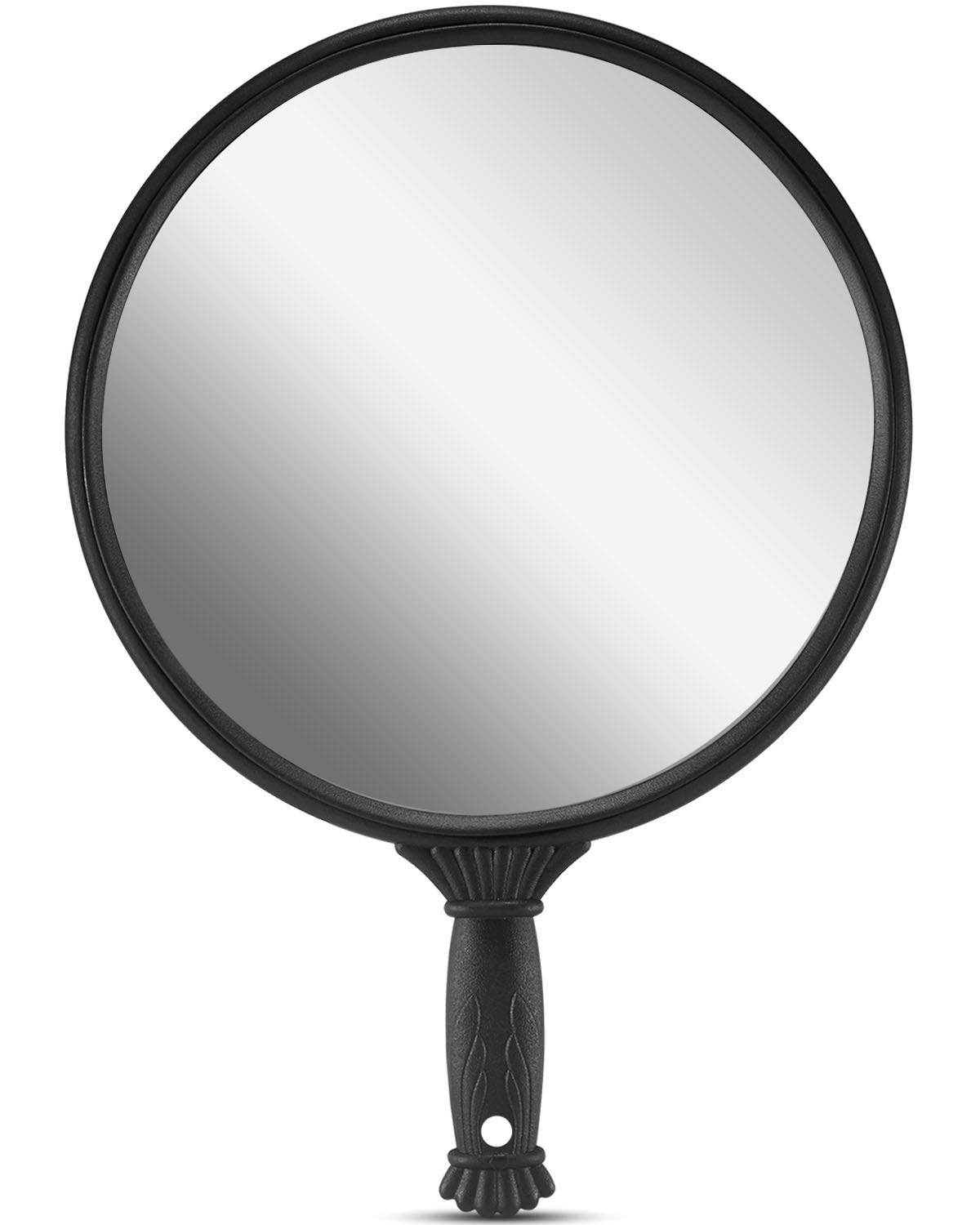 OMIRO Hand Mirror, 10" Round Handheld Mirror with Embossed Handle, Black