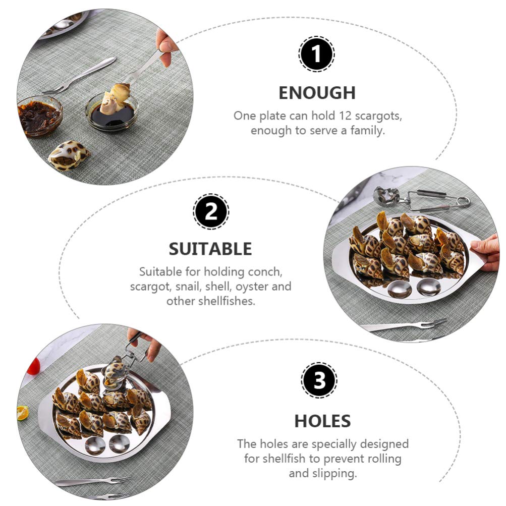 YARNOW 2pcs Stainless Steel Escargot Plates Dishes 12 Compartment Holes Escargot Baking Dishes for Snail BBQ Mushroom Silver