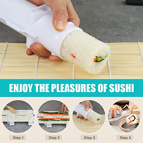 Sushi Making Kit, 22 Pcs Pro Sushi Kit Includes Bazooka Roller, Bamboo Mats, Avocado Knife, Sushi Knife, Chopsticks, Sauce Dishes, Rice Spreader & More All-in-One DIY Sushi Gift