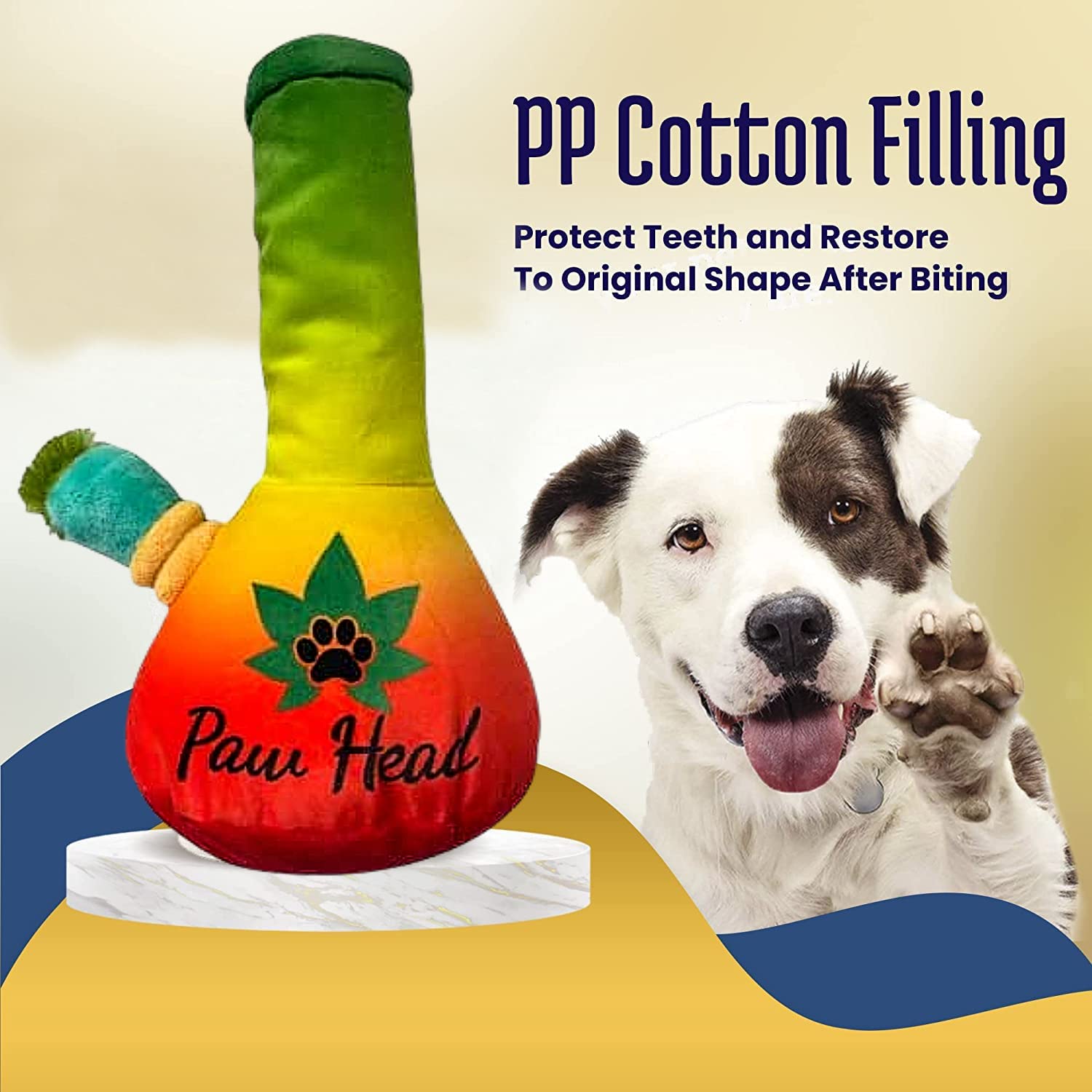 Paw Head - Funny Weed Dog Toy - Plush Squeaky Dog Toy - for Small to Medium Dogs - Fun Toy