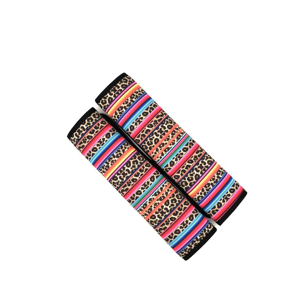Seat Belt Cover 2 Packs, Soft Car Seat Belt Pad Cover Neoprene Seat Belt Shoulder Pads for Adults Kids (Rainbow Leopard)
