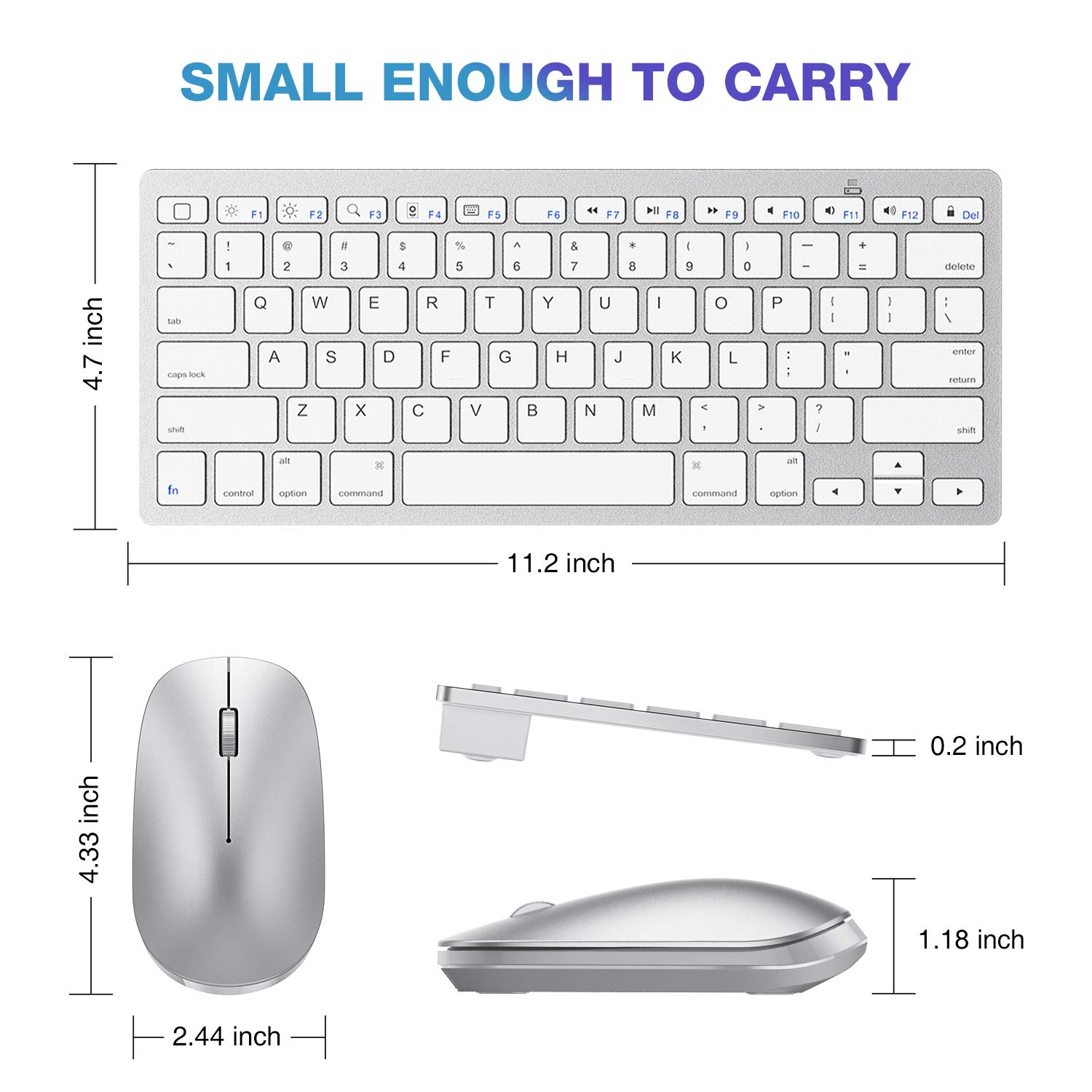 OMOTON Bluetooth Keyboard and Mouse for iPad (10th/ 9th/ 8th), Wireless Keyboard and Mouse Compatible with iPad Pro 12.9/11 inch,iPad Air 5th/ 4th, and Other Bluetooth Enabled Devices, Silver White
