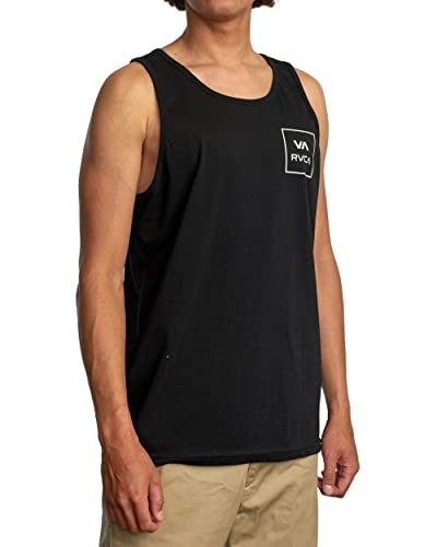 RVCA Men's Graphic Sleeveless Tank Top Shirt, VA ATW Fill/Black, Large