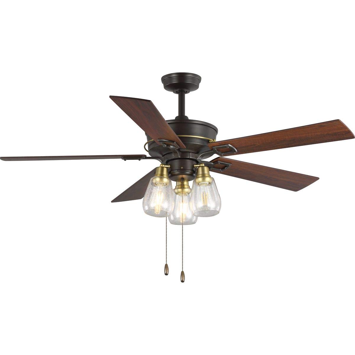 Progress Lighting Teasley Collection 56" Five-Blade Ceiling Fan with Glass Shades