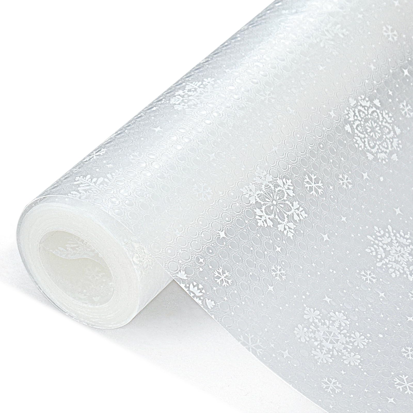 Shelf Liners for Kitchen Cabinets, Waterproof Drawer Liner Non Adhesive Bathroom Sink Liner, Fridge Liner No Slip Cupboard Mats EVA Place Mats Roll - Clear Snow 17.7"×118"