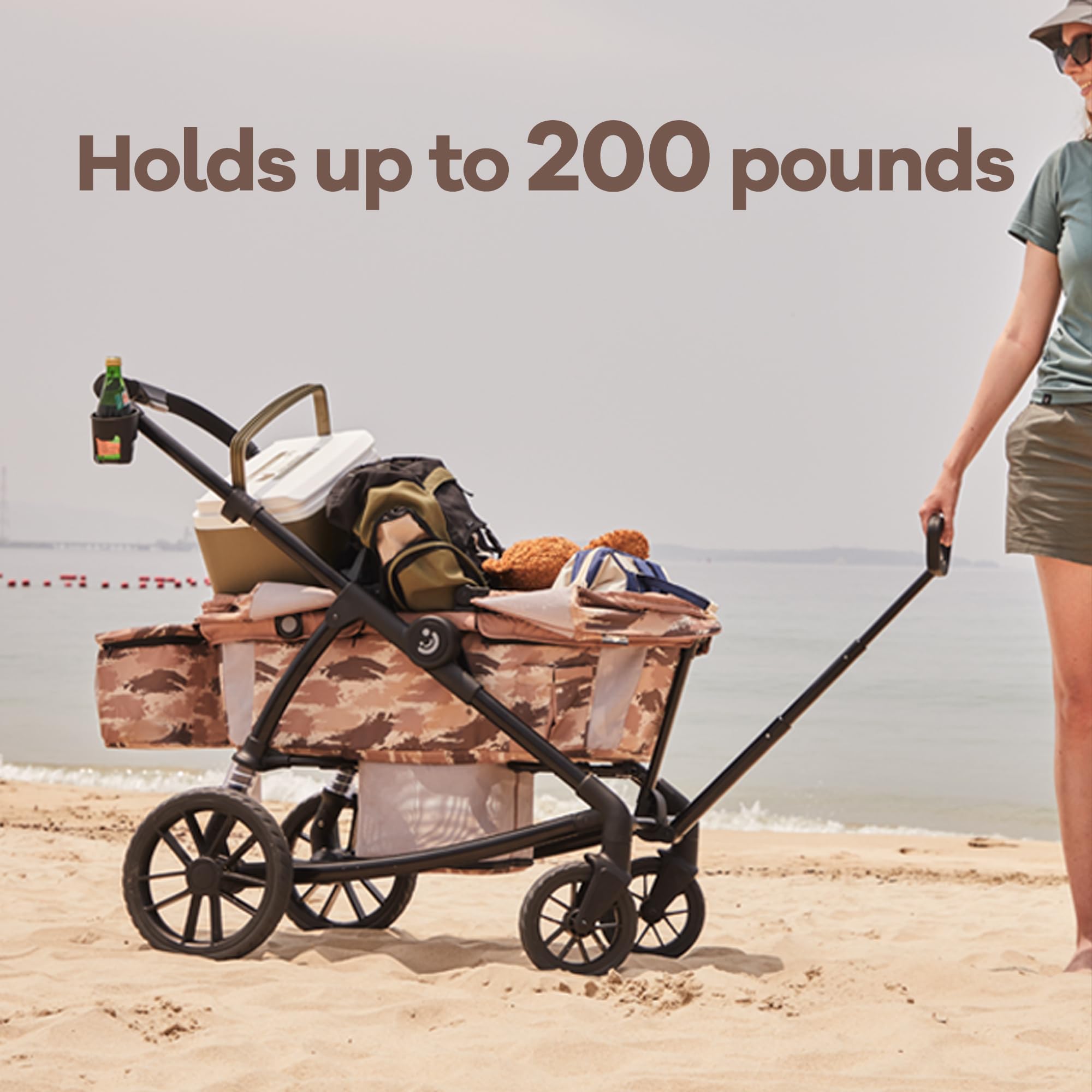 Pamo Babe All-Terrain Wagon Stroller for Kids Double Wagon Stroller (Brown)