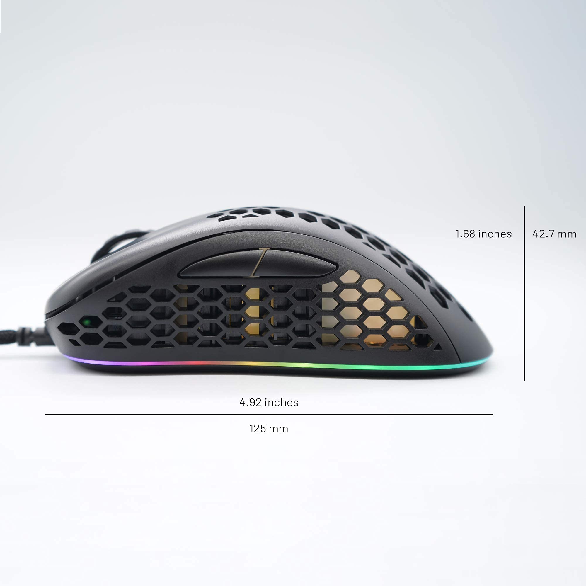 Projects Gaming S 001, 16000 DPI, PMW 3389, RGB, 2.22 oz (63g), Ergonomic, 7 Buttons, Lightweight Honeycomb Shell Wired Gaming Mouse