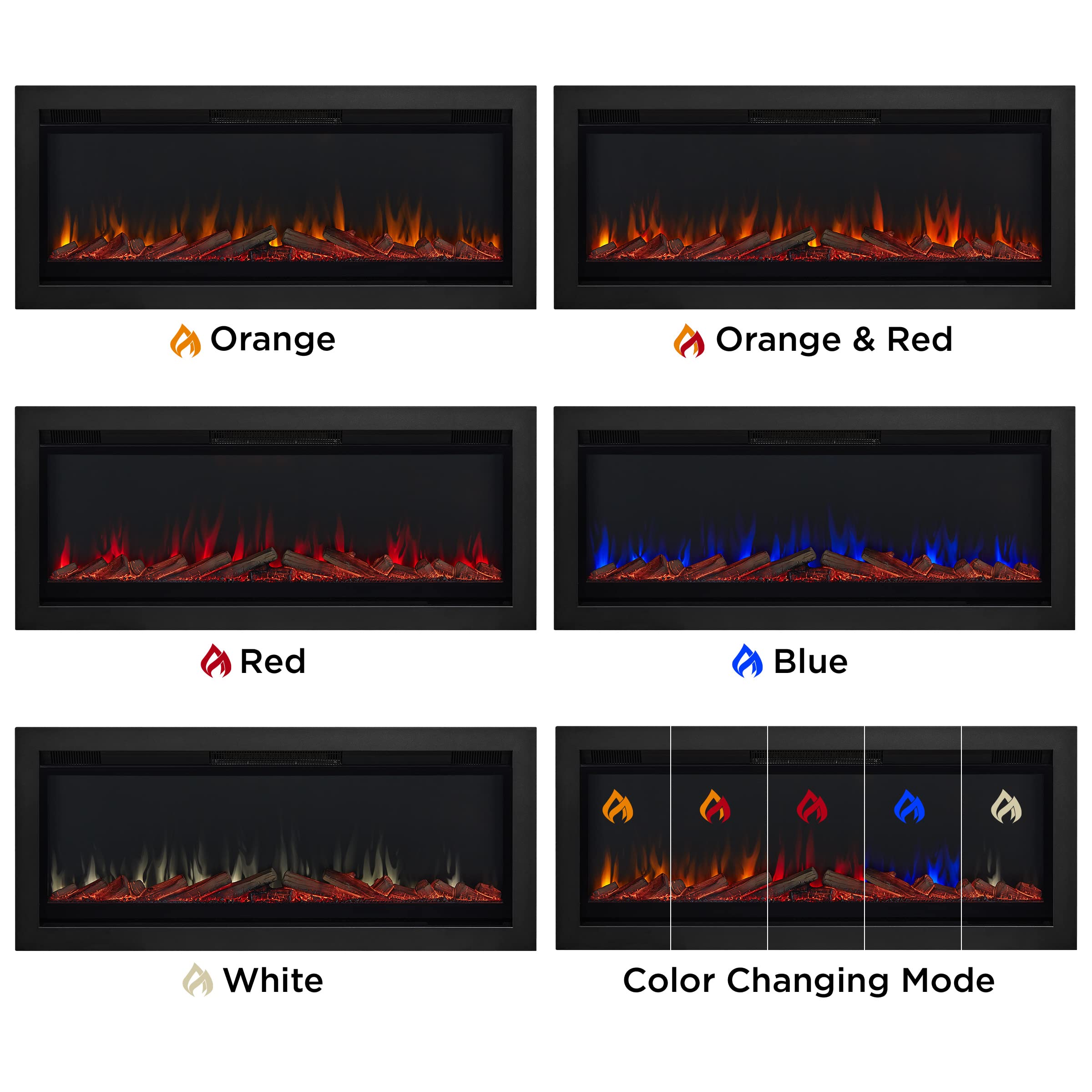 Real Flame® 49" Wall-Mount or Recessed Electric Fireplace Insert by Real Flame