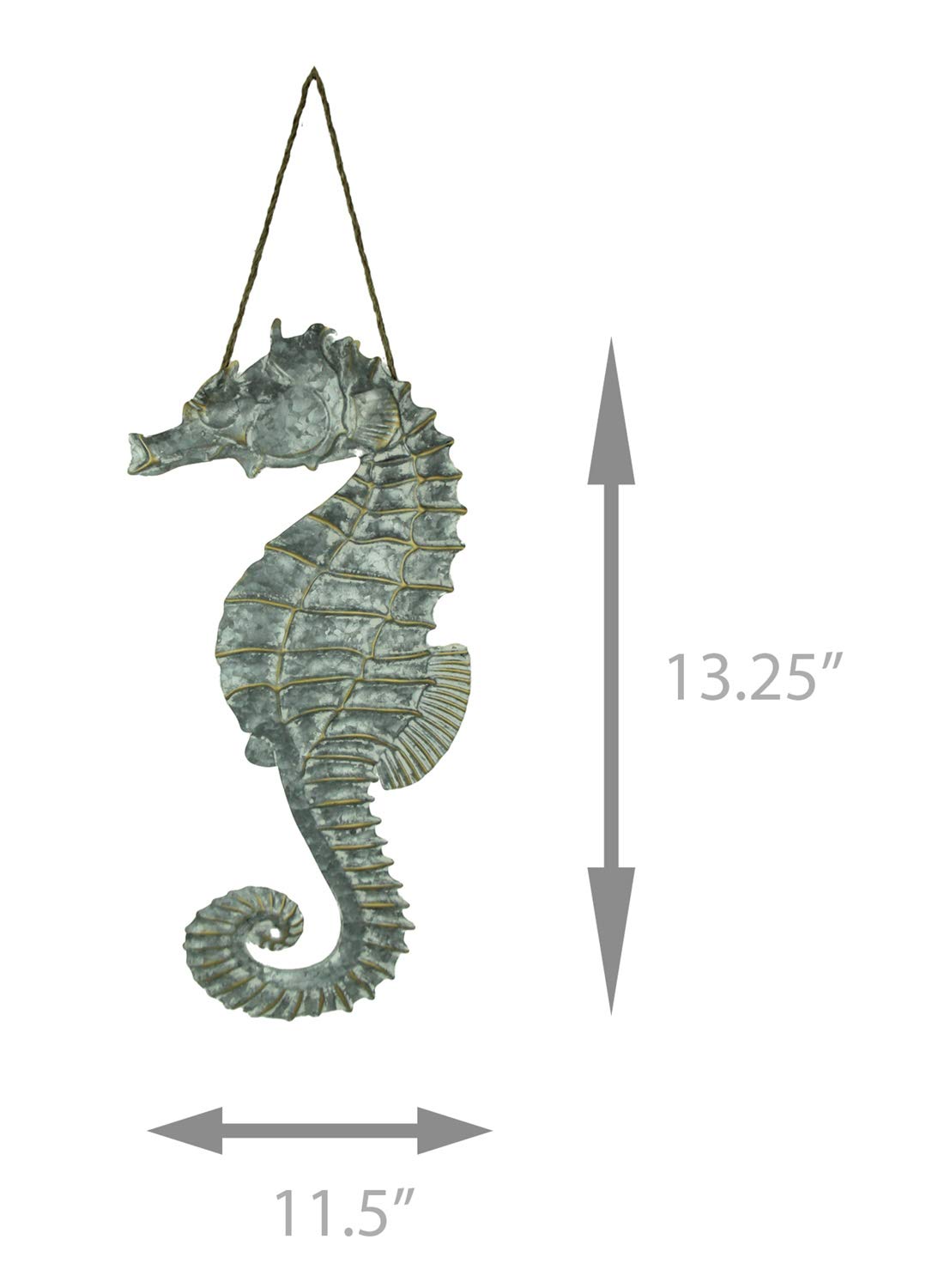 PD Home & Garden Galvanized Embossed Metal Art Seahorse Wall Decor